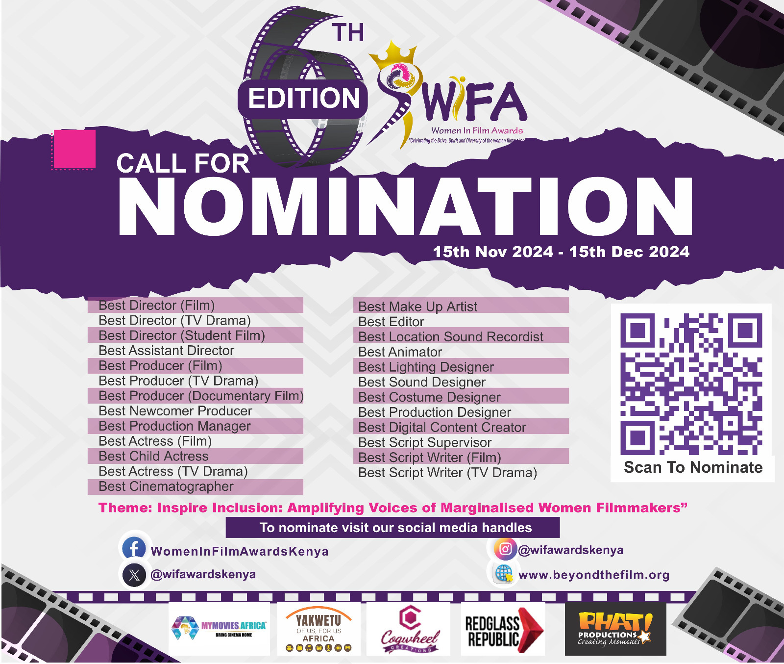 CALL FOR NOMINATION: WOMEN IN FILM AWARDS 2025 - 6th Edition